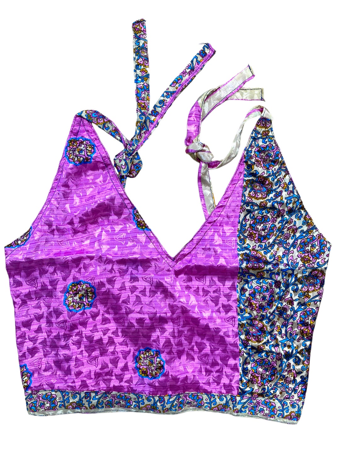 Pretty Pink Silk Crop Top Sexy Boho Hippy Festival Summer Sun Vest Uk 8 10 12 Etsy