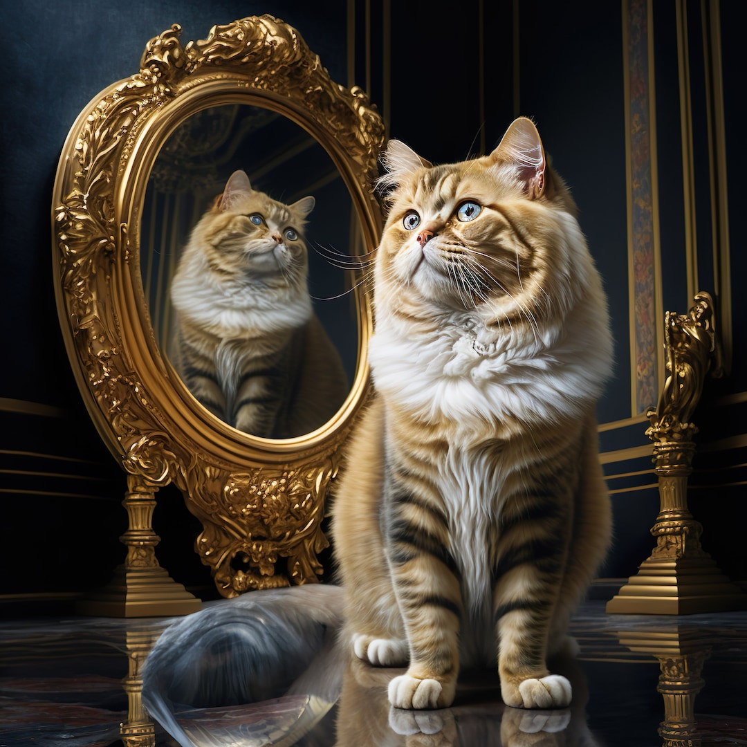 Cute Cat Reflection in the Mirror - Etsy