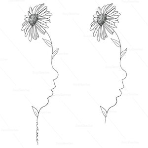 Birth Month Flower Child Side Profile | Minimal Tattoo Design - Etsy