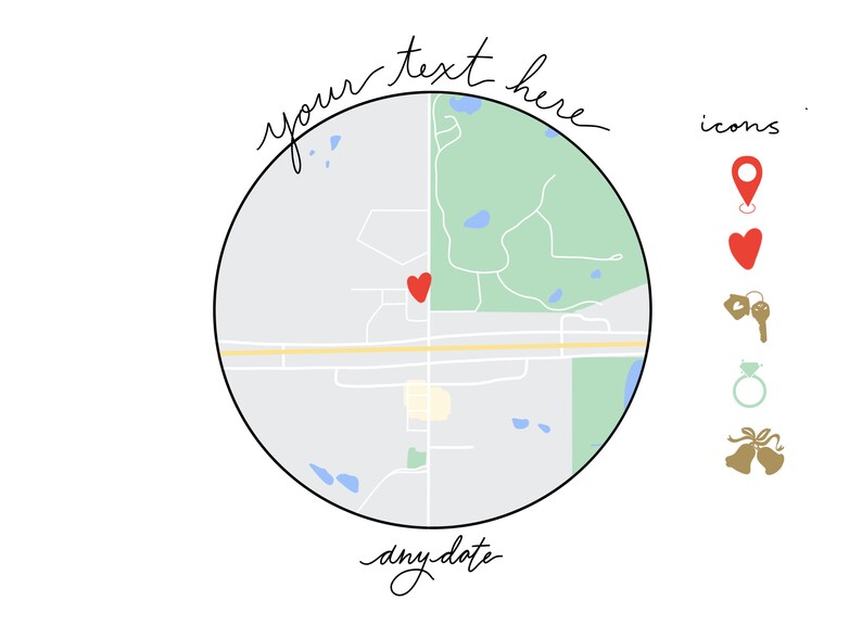 Custom Location Map Drawing: Personalized Digital Gift (digital File ...