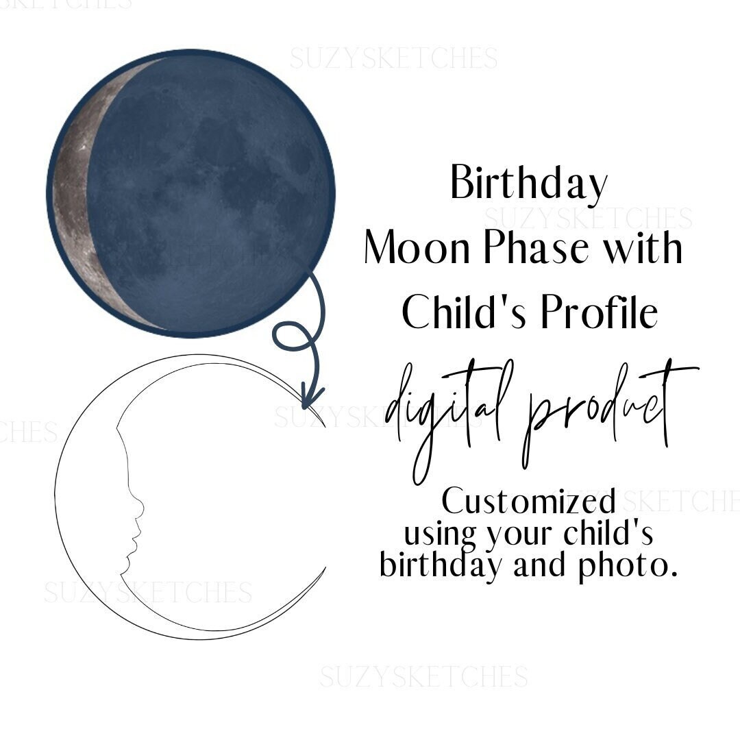 Birthday Moon Phase Child Side Profile | Minimal Tattoo Design - Etsy
