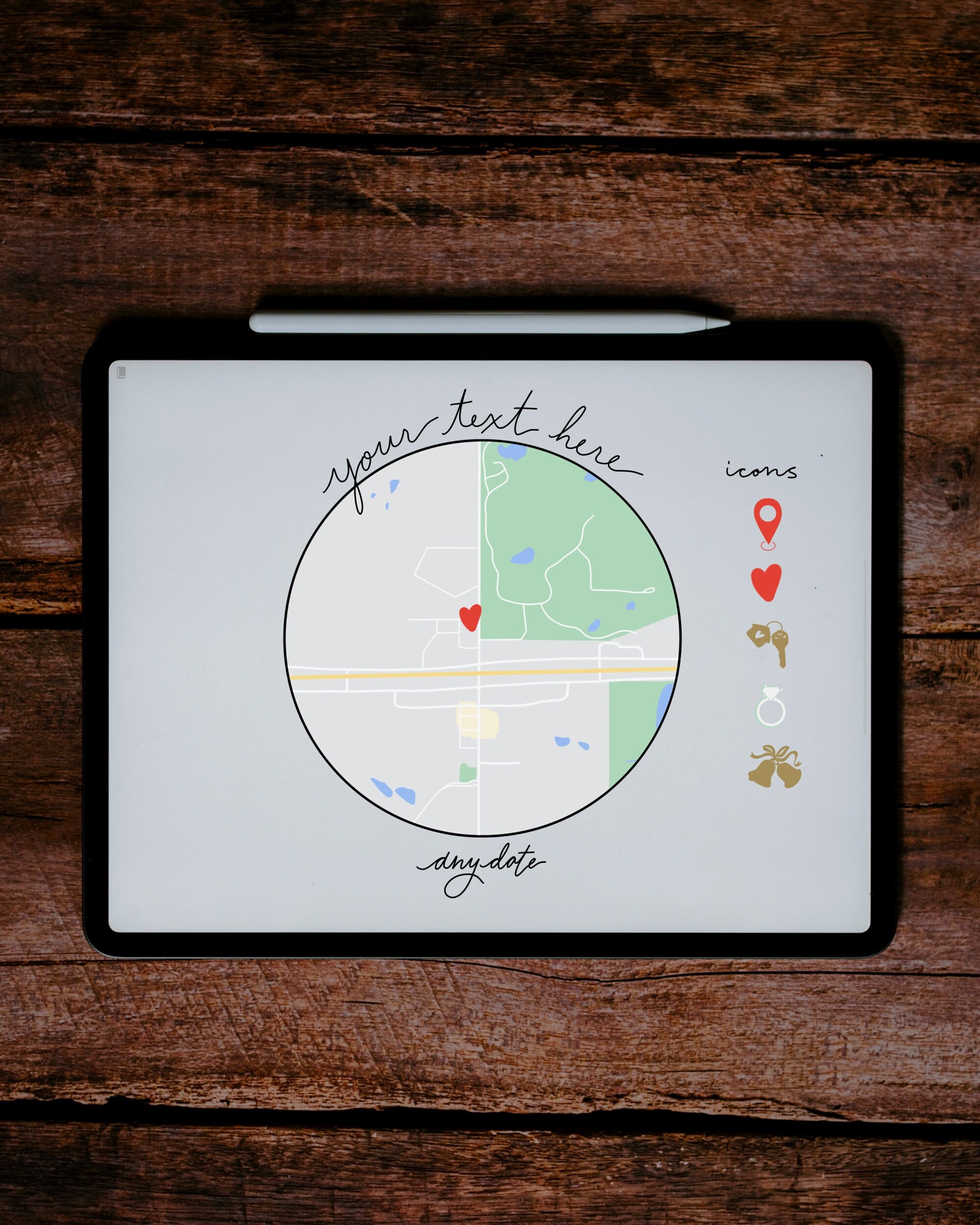 Custom Location Map Drawing: Personalized Digital Gift (digital File ...
