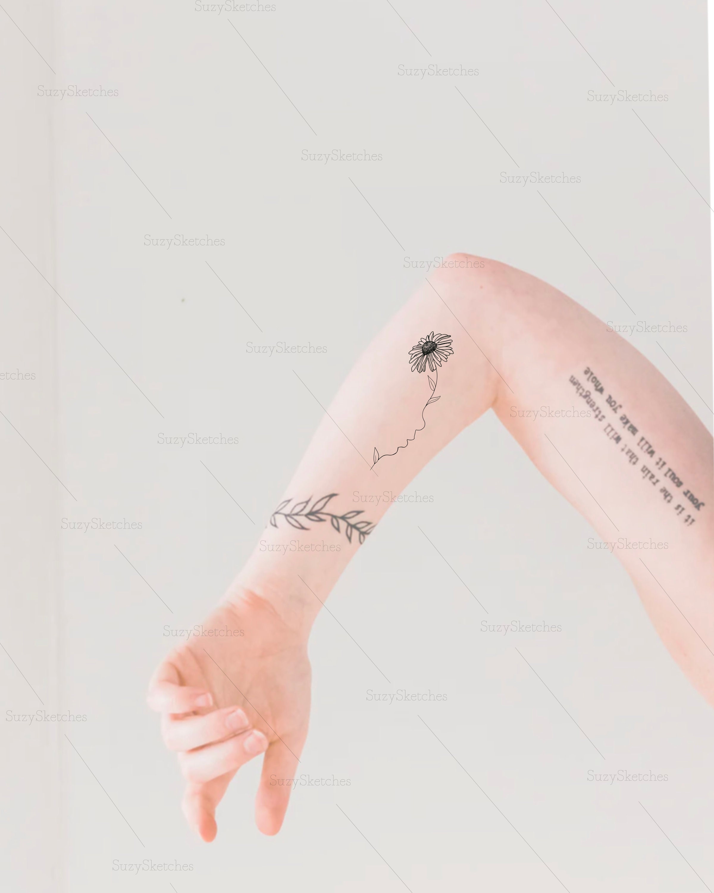 Birth Month Flower Child Side Profile Minimal Tattoo Design - Etsy