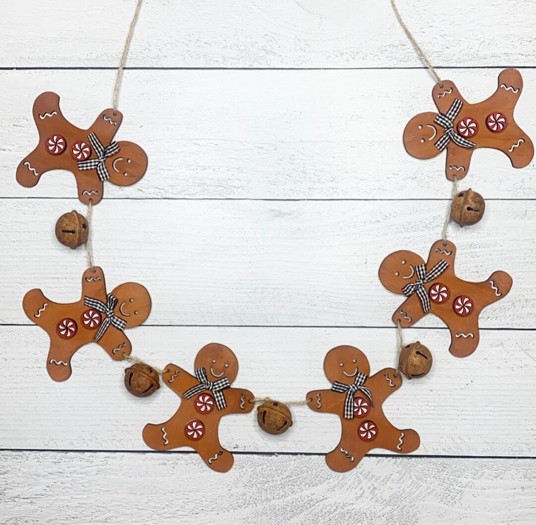 Gingerbread Man Banner, Gingerbread Wood Banner, Rustic Christmas Decor ...
