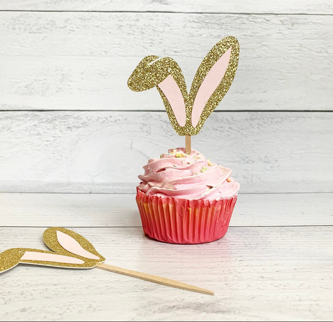Easter Cupcake Toppers, Bunny Ear Cupcake Toppers, Some Bunny is One ...