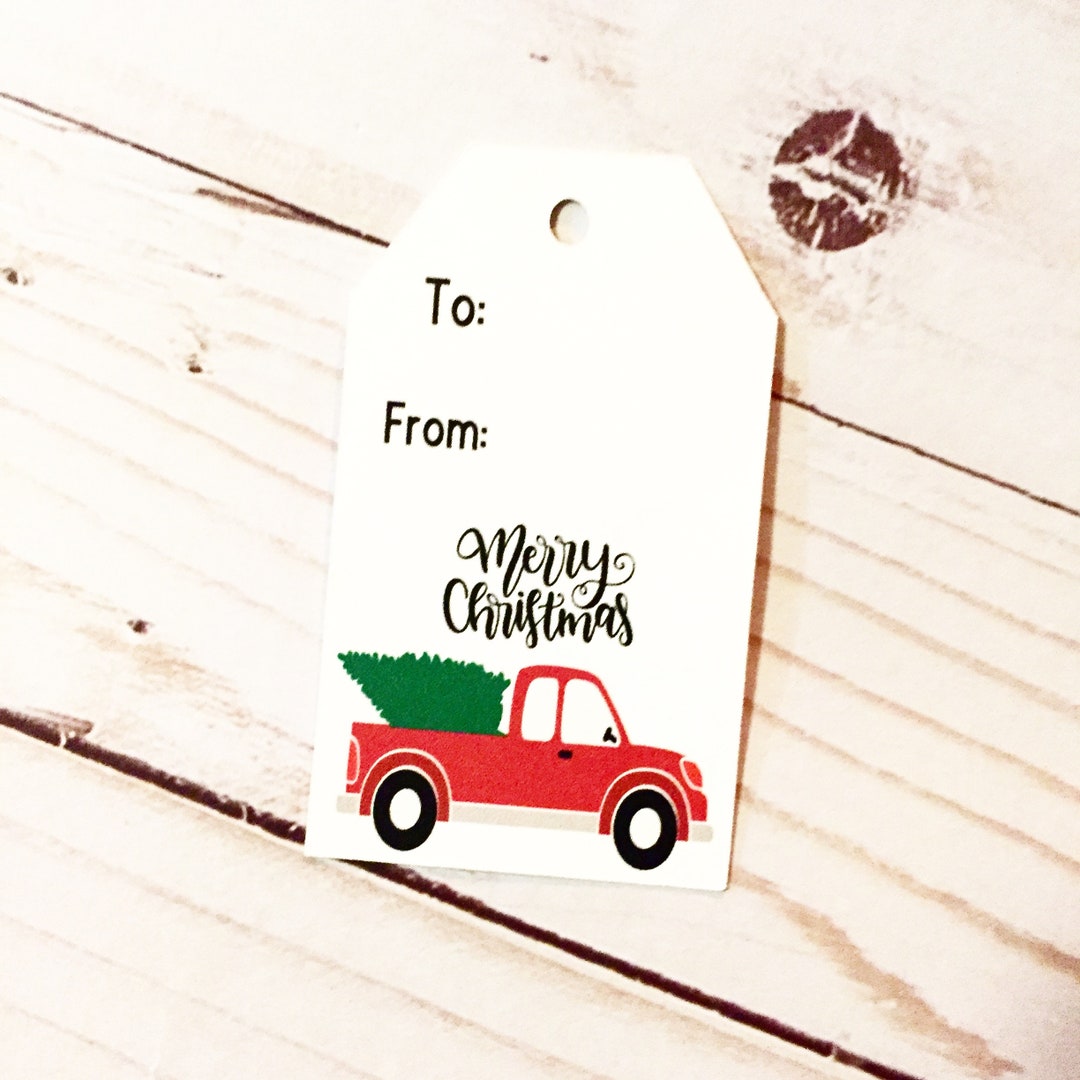 Christmas Truck Tags, Red Truck Tags, Farmhouse Truck, Christmas Tags ...