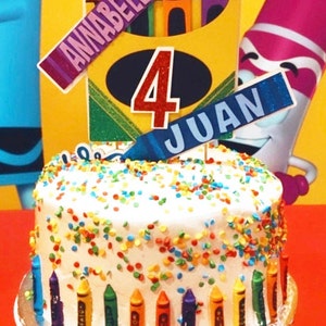 Crayon Cake Topper, Personalized Cake Toppers, Crayon Birthday ...