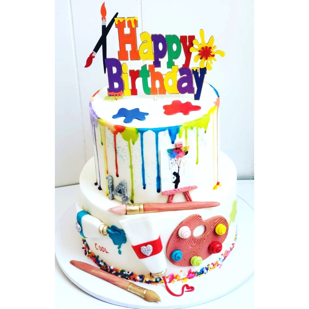 Painting Cake Topper, Art Cake Topper, Paint Party Cake Topper, Art ...