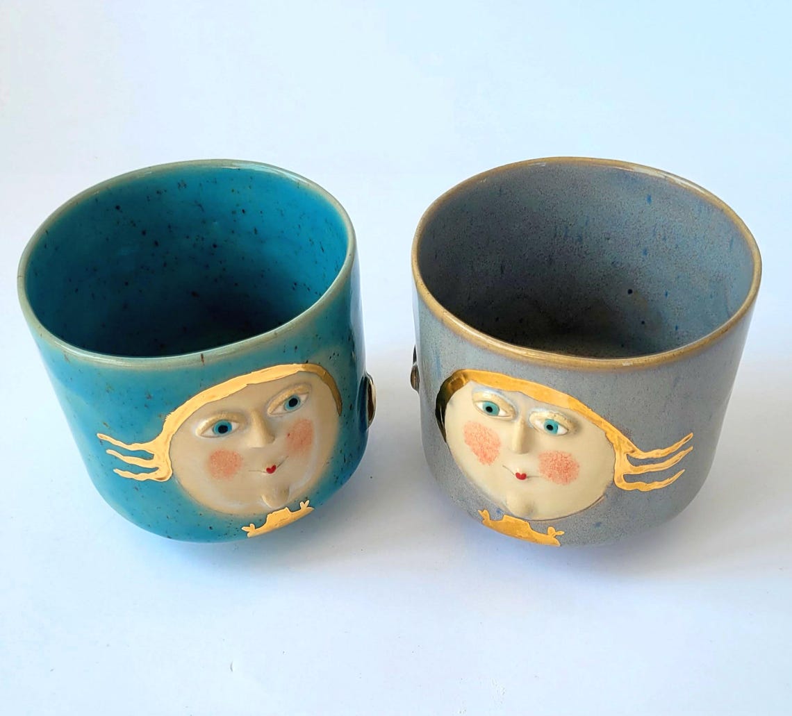 Handmade Angel Mugs: Stoneware & Porcelain With Gold Details - Etsy