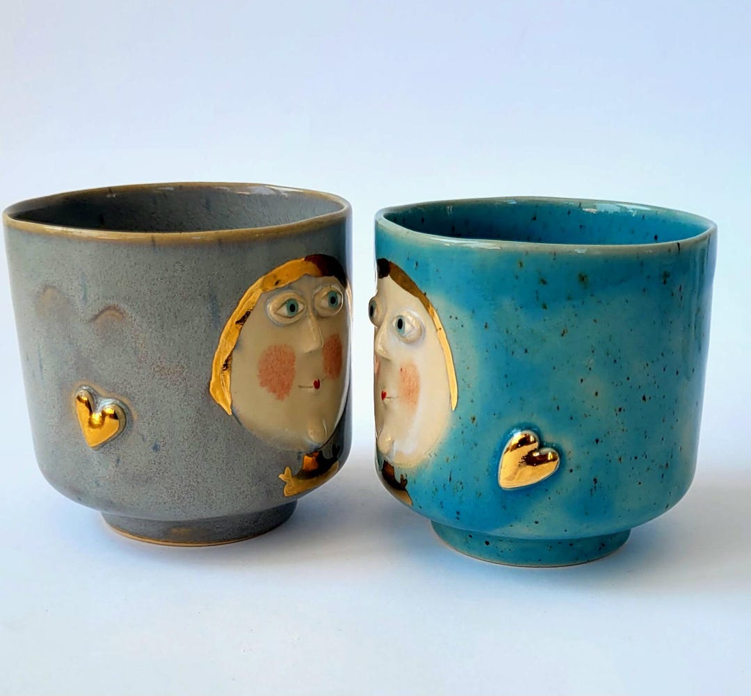 Handmade Angel Mugs: Stoneware & Porcelain With Gold Details - Etsy