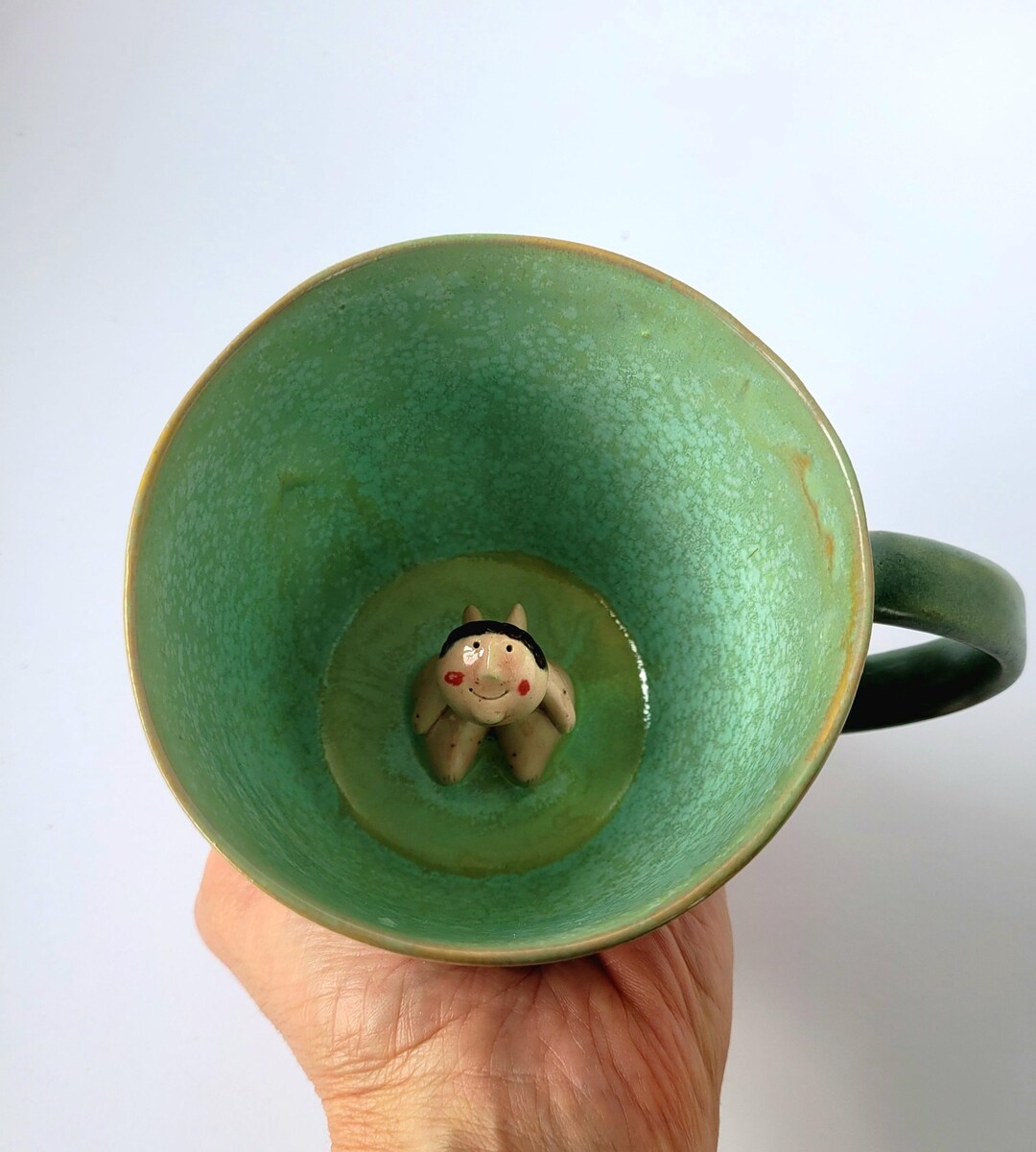 Handmade Mug, Large Mug With Little Angel, Ceramic Angel Mug, High ...