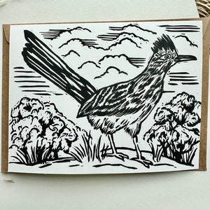 Roadrunner Linocut Card, New Mexico Art, Block Print - Etsy