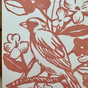 Bird Greeting Card, Sparrow Linocut Print, Block Print Card - Etsy