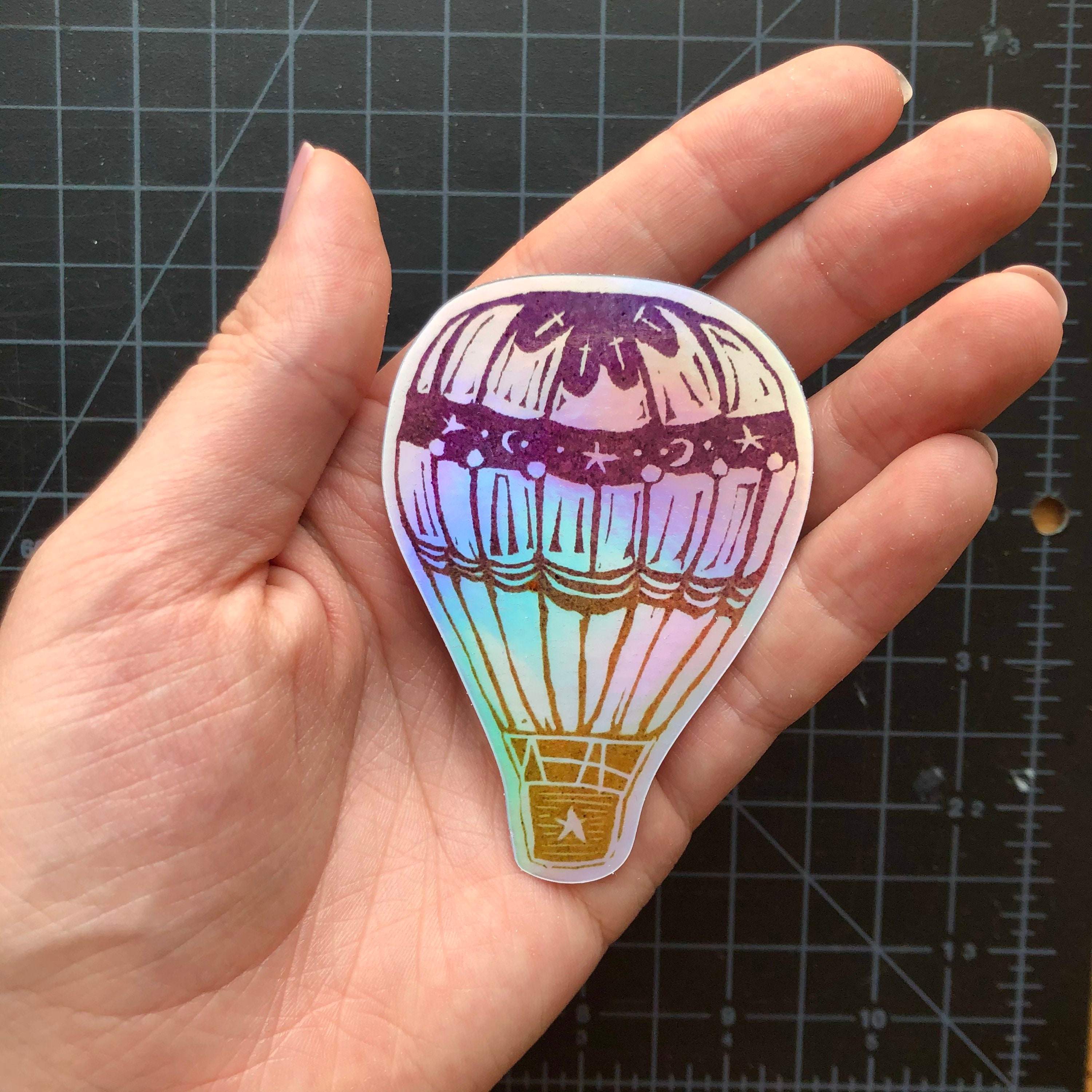 Hot Air Balloon Sticker, Holographic Sticker, Vinyl Die Cut Sticker ...