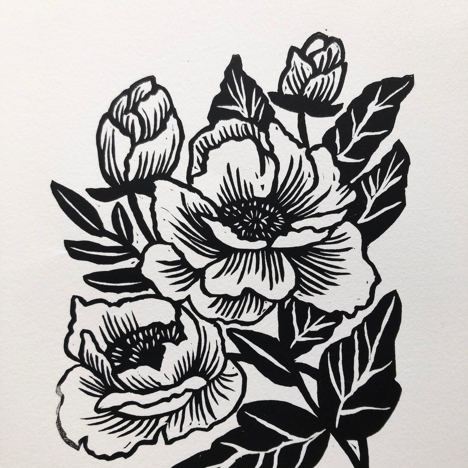 Flower Original Linocut Block Print Handmade Wall Art Gift - Etsy