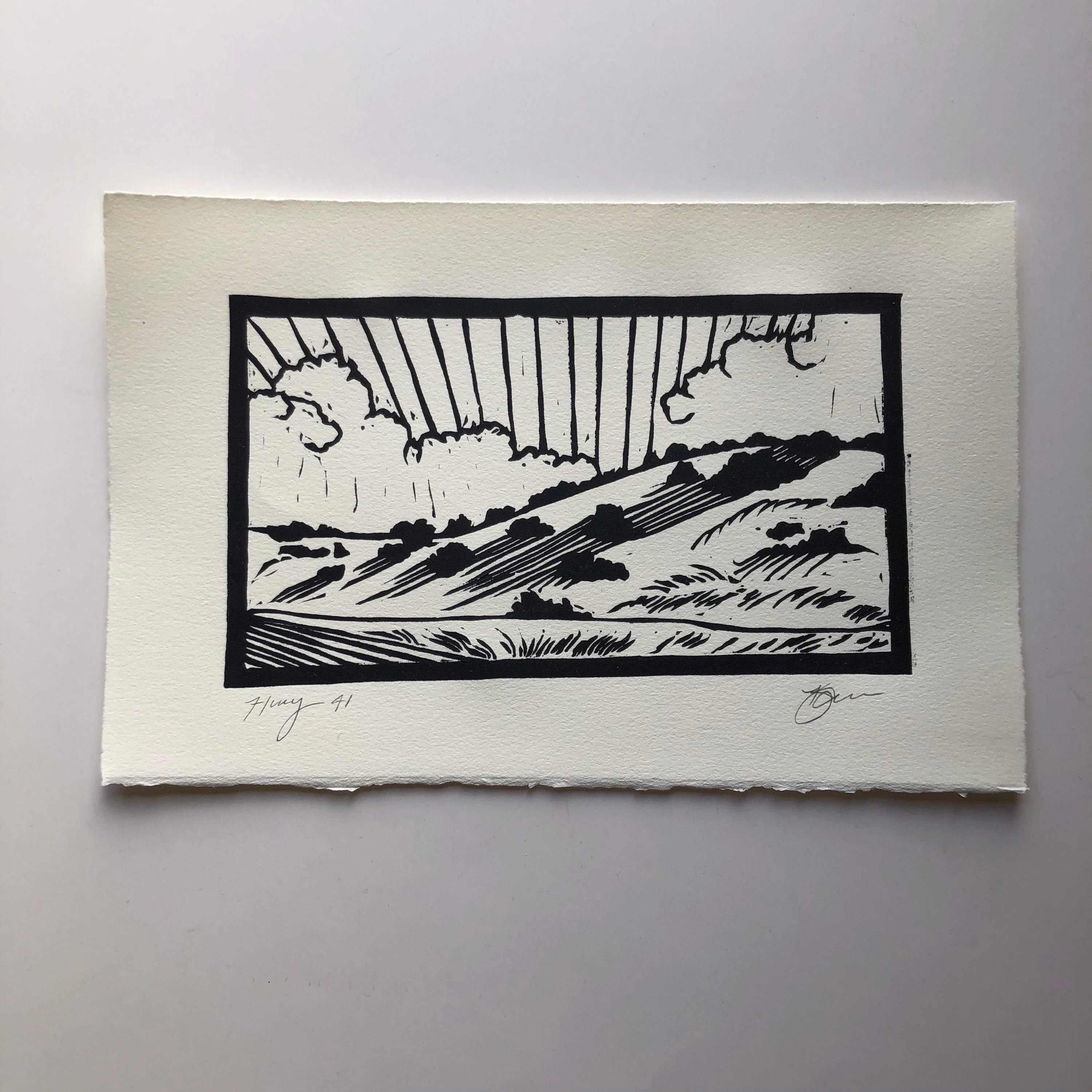 Landscape Linocut, Home Decor, Original Block Print Handmade ...