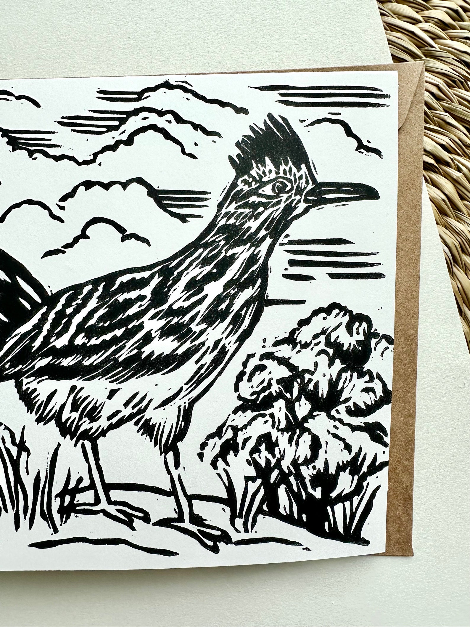 Roadrunner Linocut Card, New Mexico Art, Block Print - Etsy