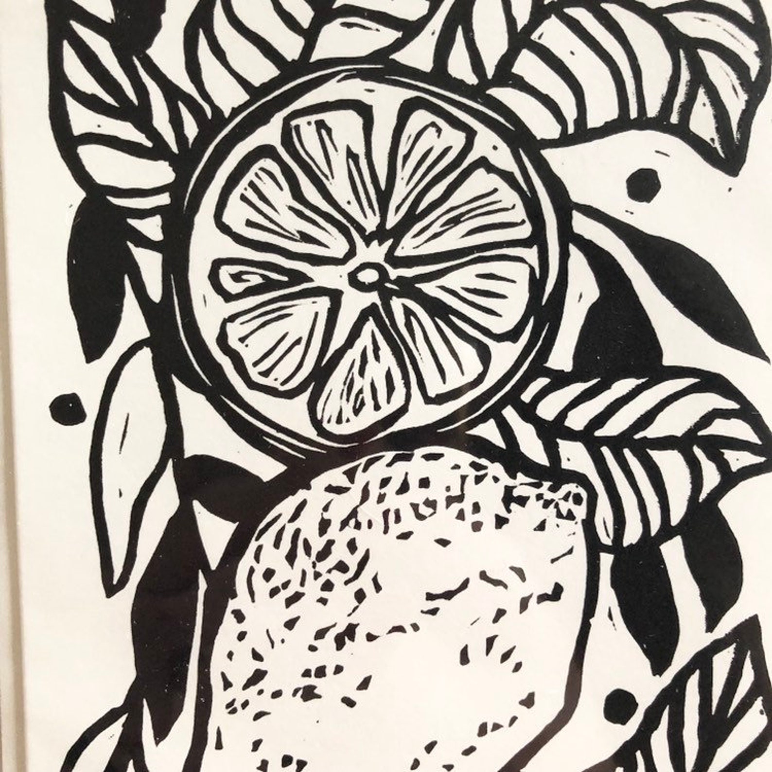 Lemon Fruit Linocut Card Block Print Greeting Card Original - Etsy