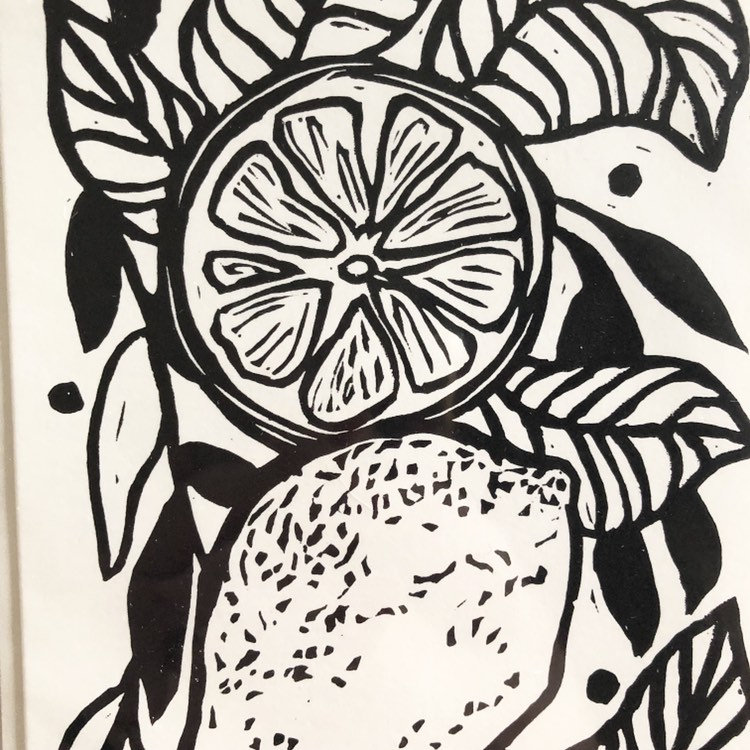Lemon Fruit Linocut Card Block Print Greeting Card Original - Etsy