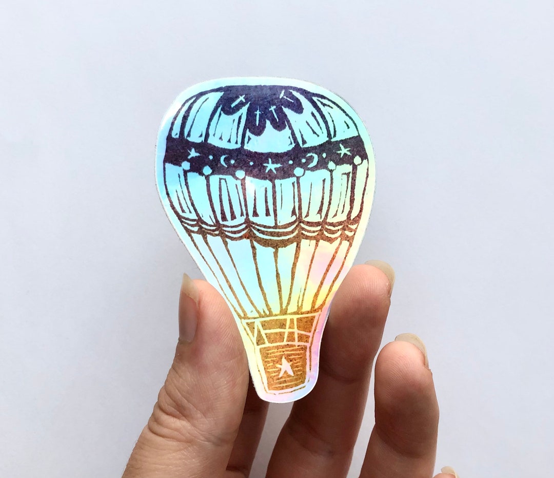 Hot Air Balloon Sticker, Holographic Sticker, Vinyl Die Cut Sticker ...