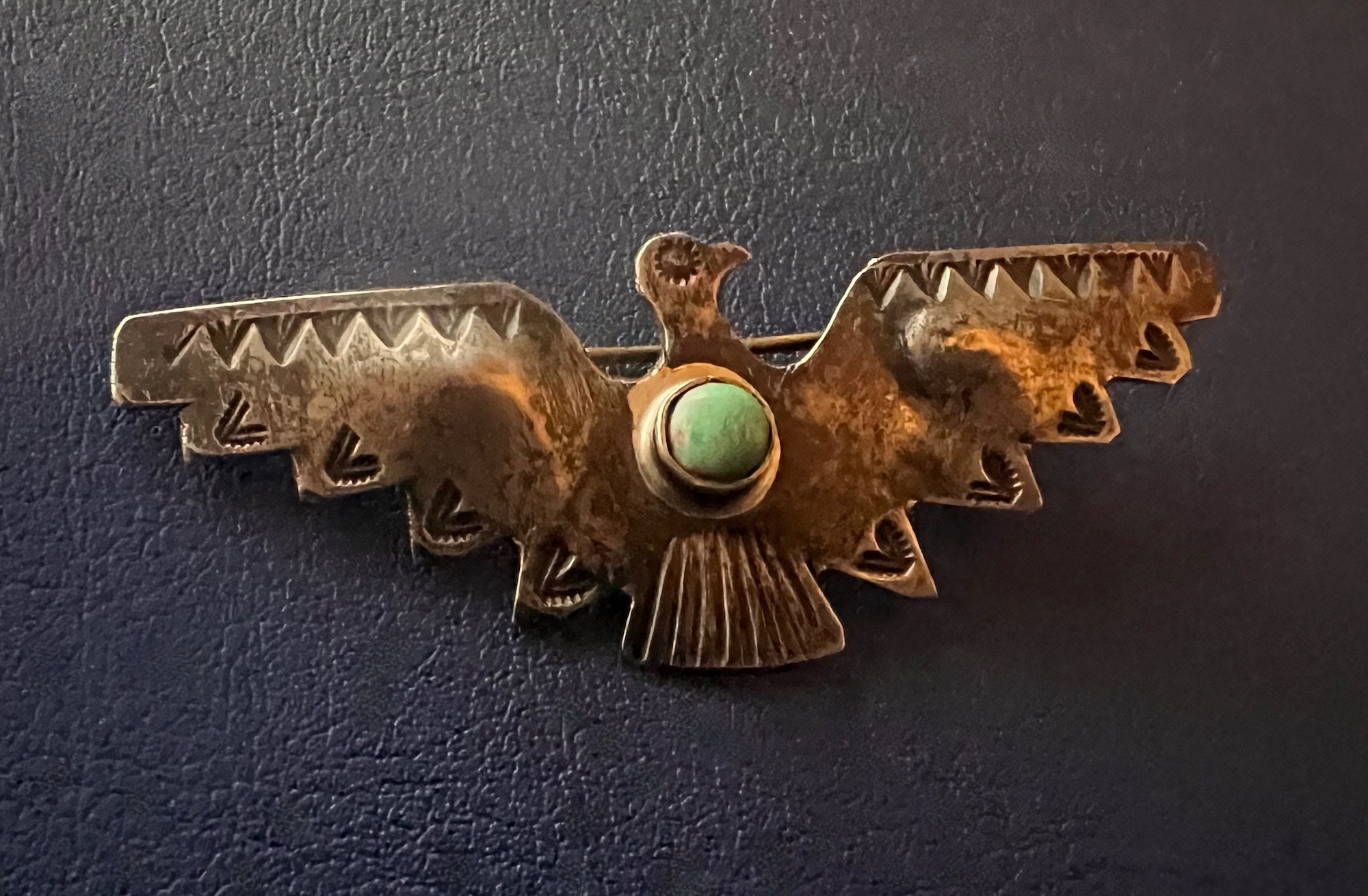 Navajo Native American Thunderbird Pin Hand Made Hand Stamped Repousee ...