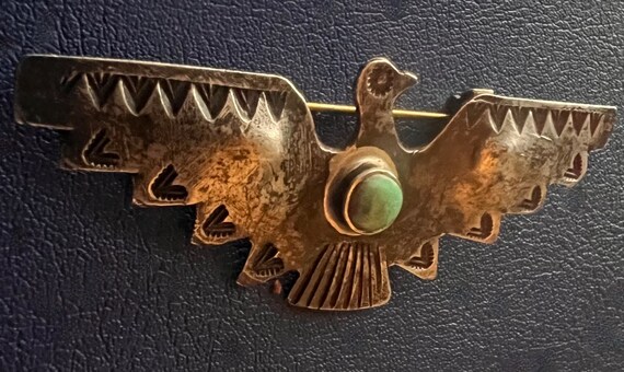 Navajo Native American Thunderbird Pin Hand Made Hand… - Gem