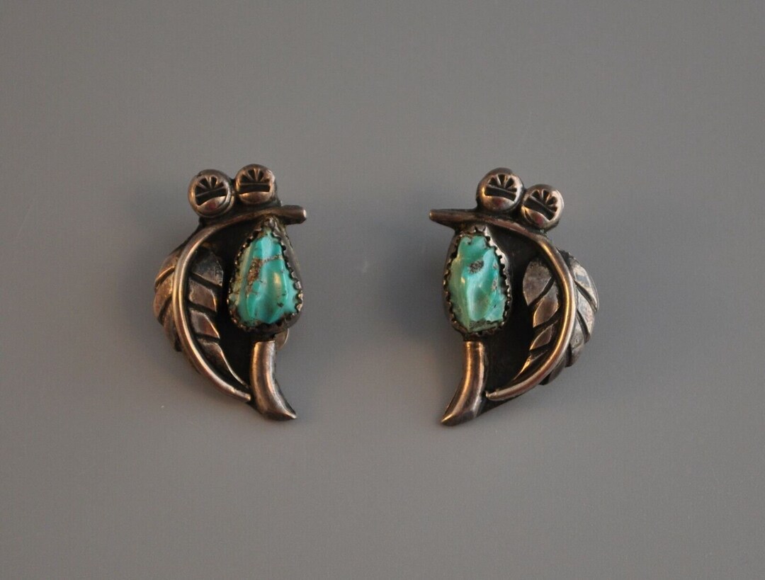 Zuni Cochiti Ben Eustace Carved Natural Turquoise Sterling Silver ...