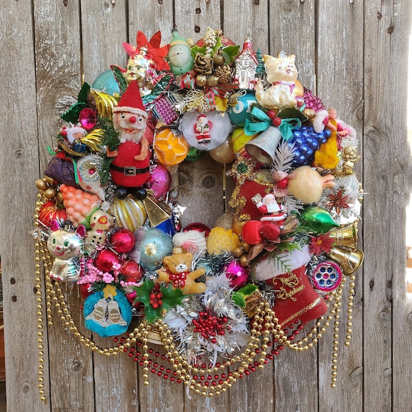 Retro Christmas Wreath - Etsy
