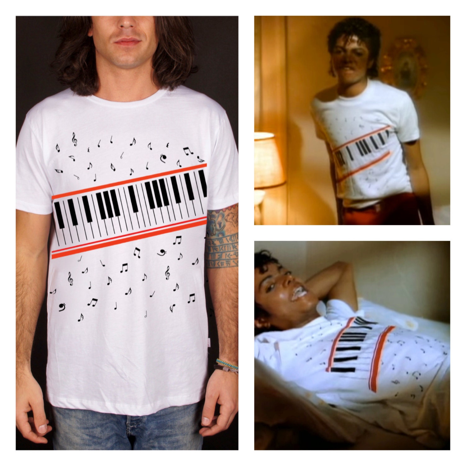 Michael jackson tee, beat it t-shirt , music note t-shirt Michael jackson tee, beat it t-shirt , music note t-shirt