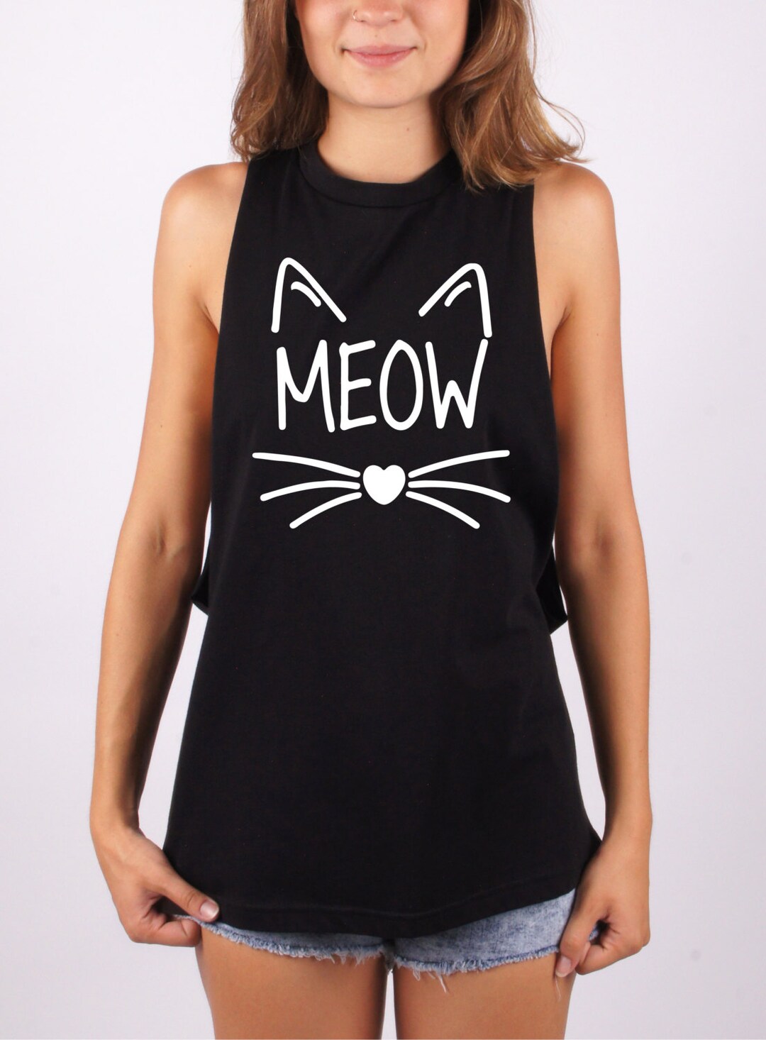 Meow t-shirt, maglietta gatto, t-shirt gatto, t-shirt animali ...