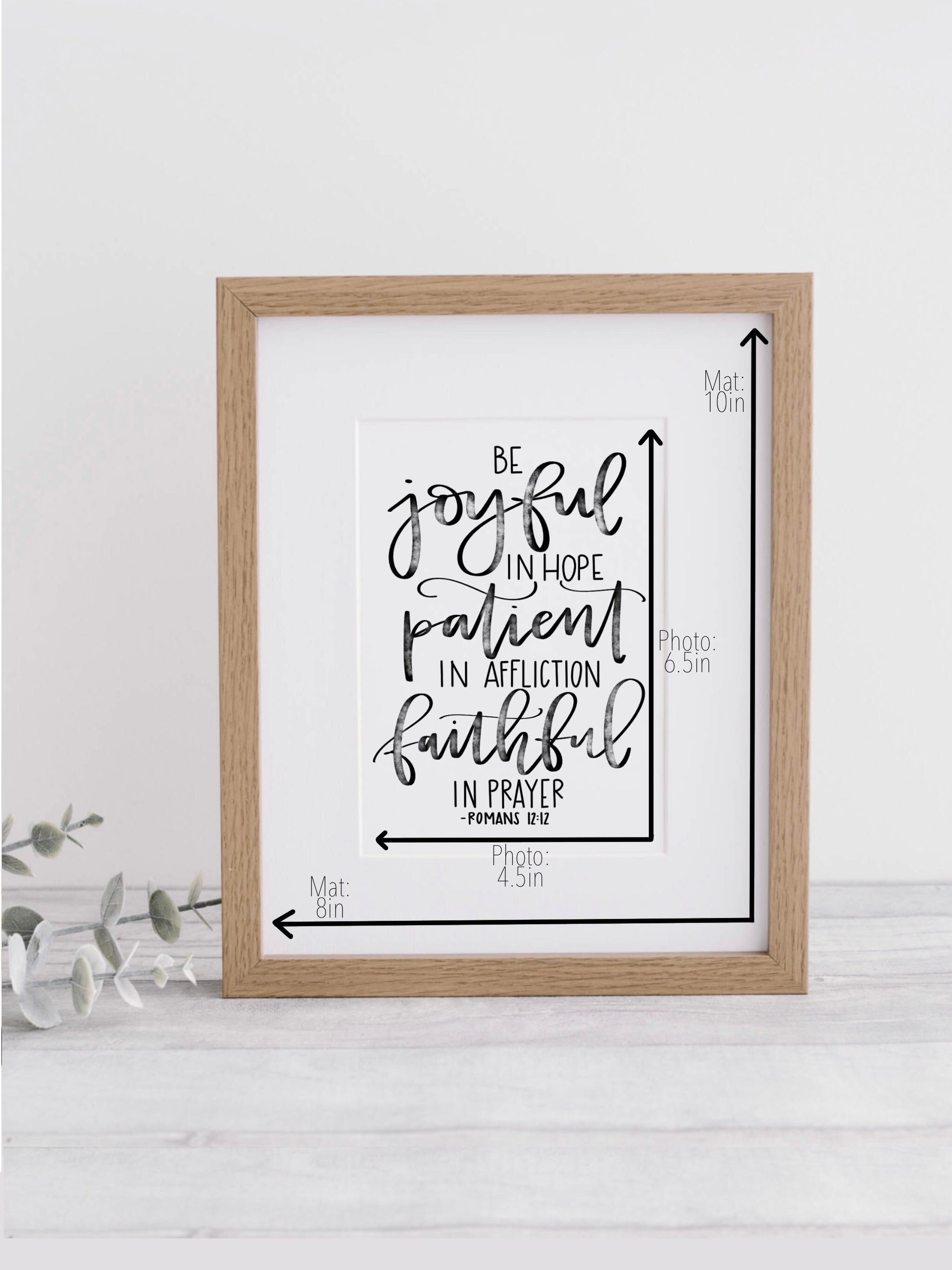Romans 12:12 Bible Verse Wall Art - Calligraphy Print With Mat - Etsy