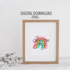 Choose Joy Rainbow - Printable Calligraphy Digital Download - Etsy