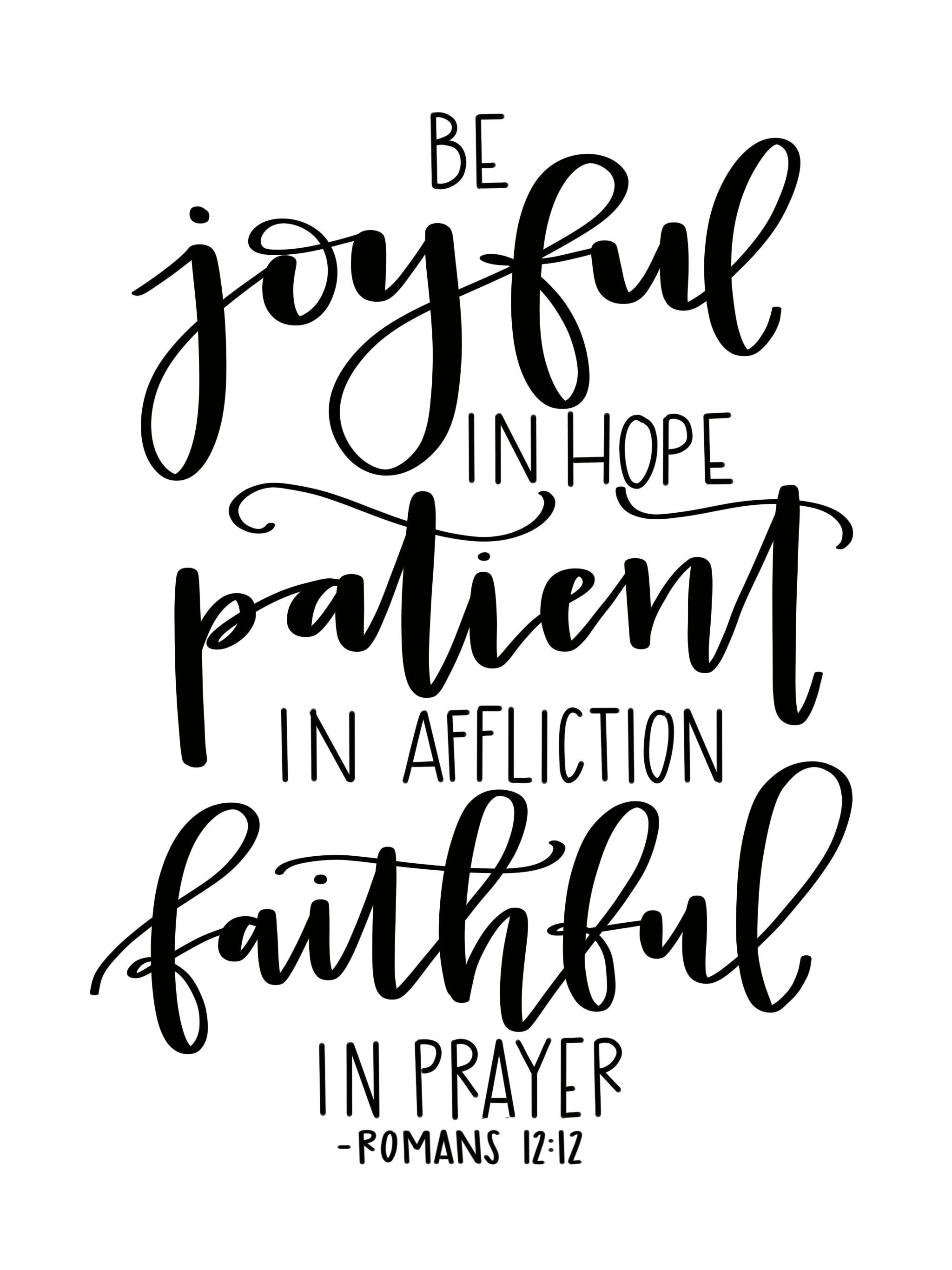 Be Joyful in Hope, Patient in Affliction, Faithful in Prayer - Romans ... Be Joyful in Hope, Patient in Affliction, Faithful in Prayer - Romans ...