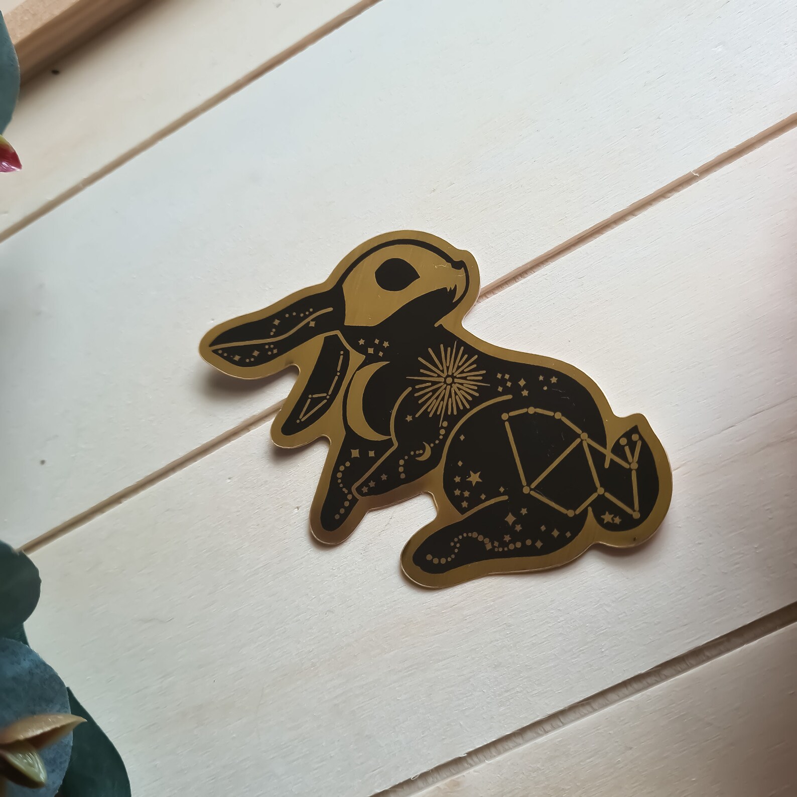 Brushed Gold Rabbit Sticker Waterproof Gold Rabbit Sticker | Etsy