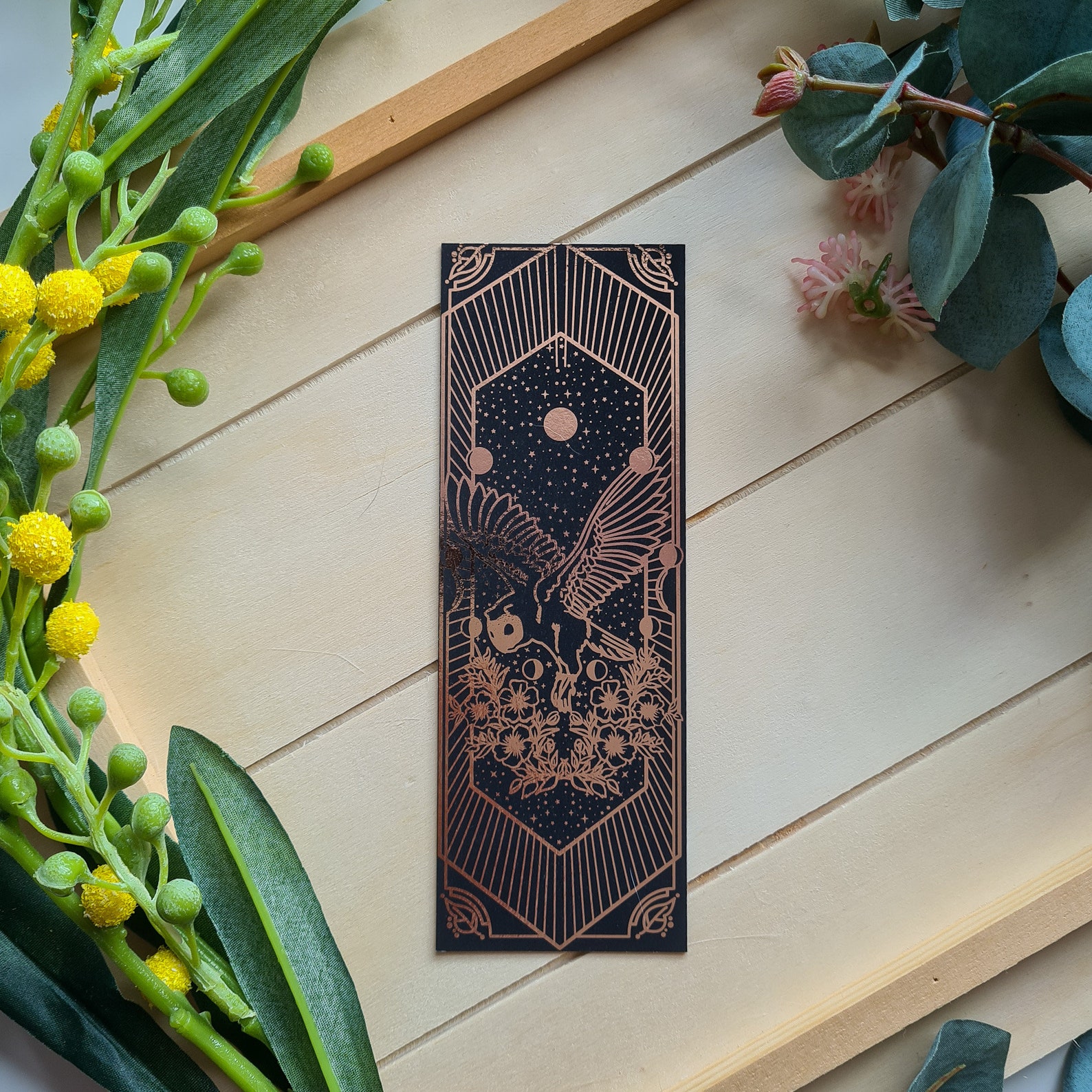 Owl Gold Bookmark Rose Gold Bookmark Owl Galaxy and Flowers - Etsy UK