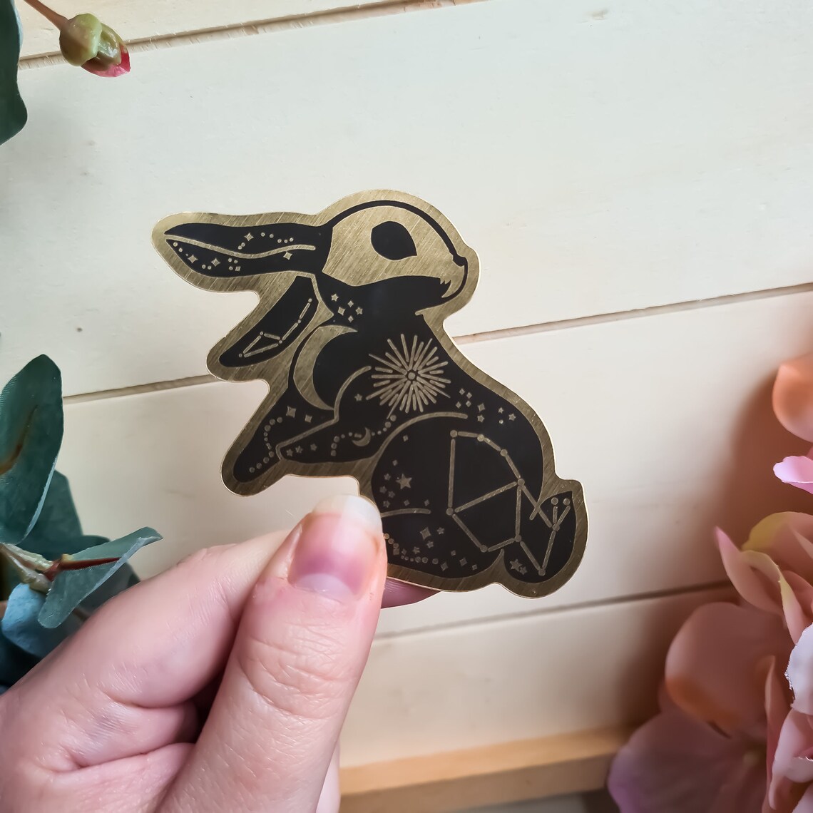 Brushed Gold Rabbit Sticker Waterproof Gold Rabbit Sticker | Etsy