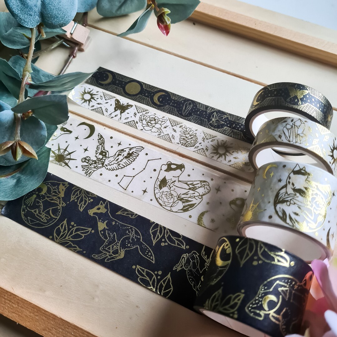 Set of Gold Foil Washi Tapes, Celestial Washi Tape Bundle, Gold Foil ...