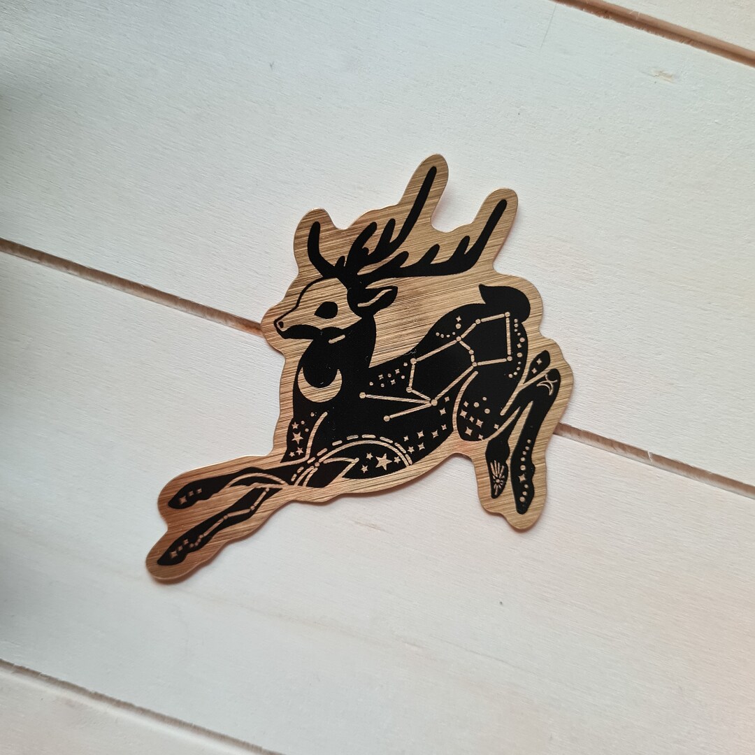 Brushed Gold Deer Sticker, Waterproof Gold Deer Sticker, Celestial Deer ...