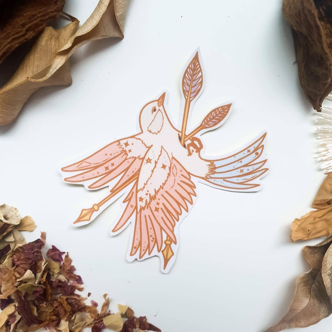 Bird and Arrows Sticker, Pink Bird Sticker, Celestial Sticker, Pink ...