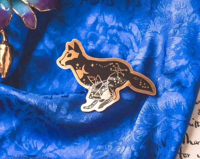 Brushed Gold Wolf Sticker, Waterproof Gold Wolf Sticker, Celestial Wolf ...