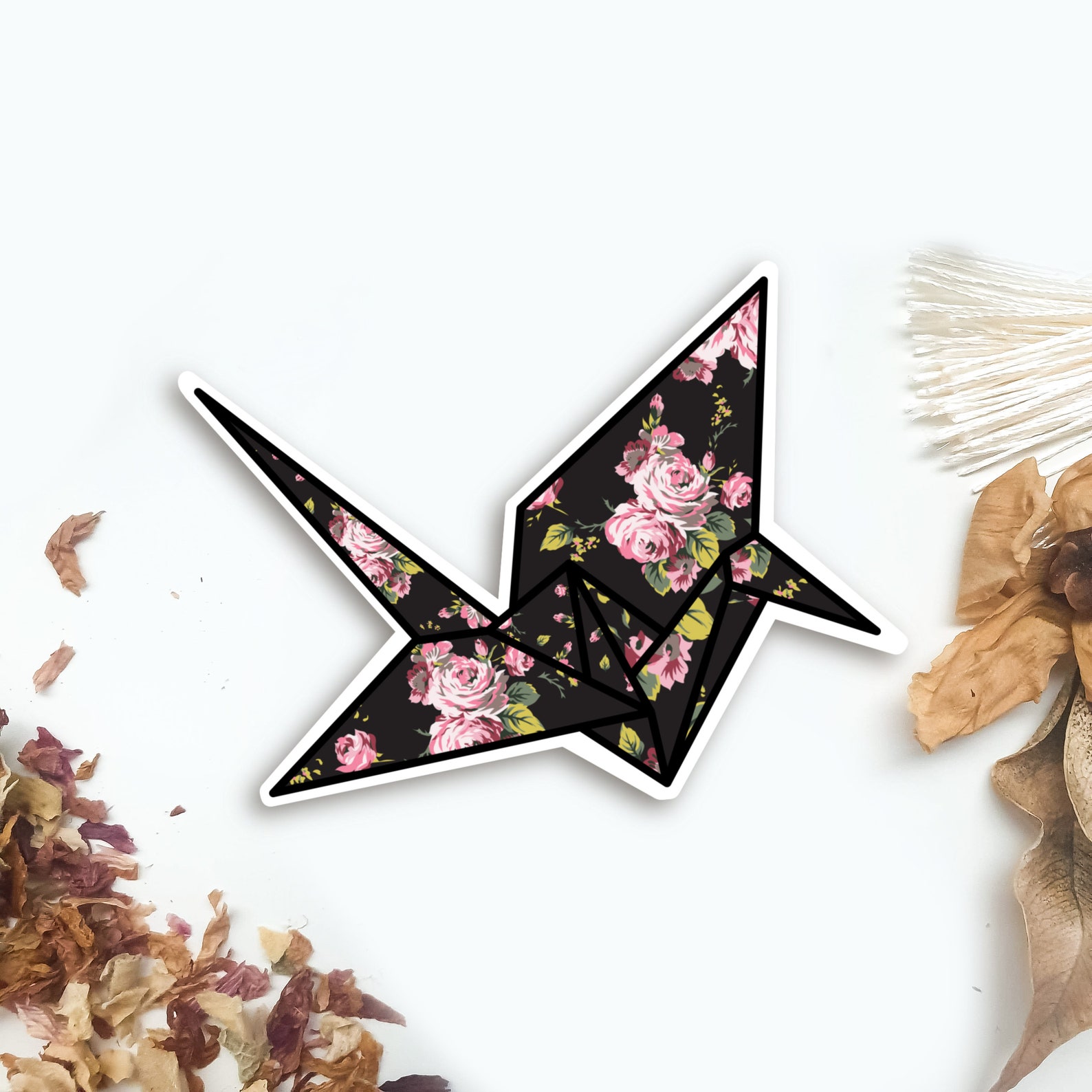Origami sticker flower origami sticker crane origami flower | Etsy