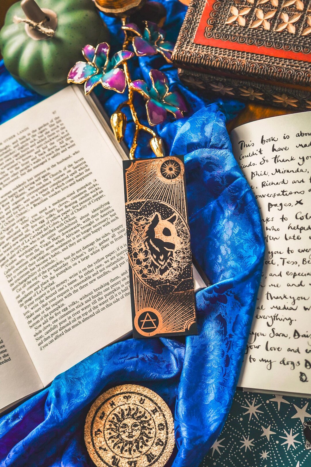 Wolf Rose Gold Bookmark, Wolf Skull Gold Foil Bookmark, Witchy Vibe ...