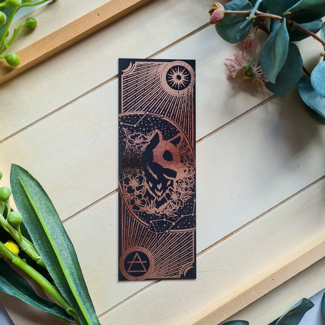 Wolf Rose Gold Bookmark Wolf Skull Gold Foil Bookmark Witchy | Etsy