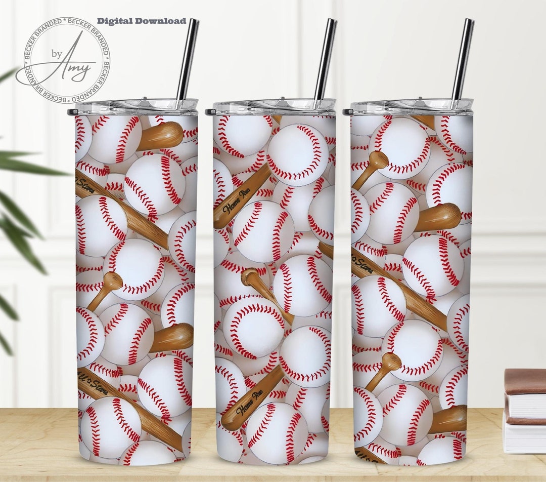 Baseball 20oz Sublimation Designs for Skinny Straight Tumbler Wrap PNG ...