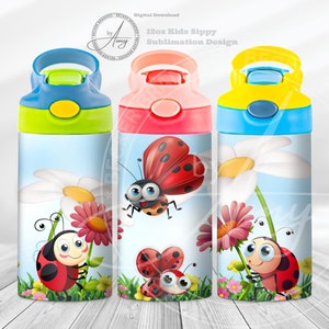 Kid's Cute Ladybug 12oz Sippy Cup Sublimation Designs, Digital Download ...