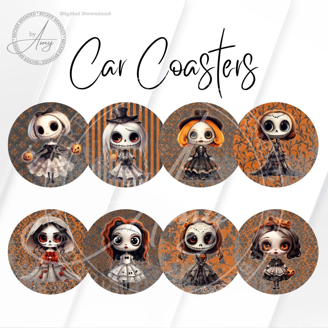Creepy Halloween Dolls Coaster Bundle Sublimation Designs - Etsy