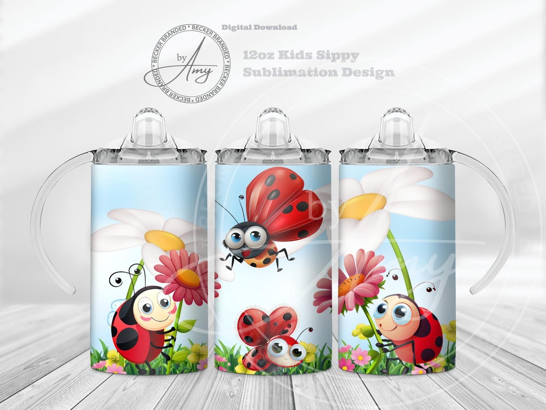 Kid's Cute Ladybug 12oz Sippy Cup Sublimation Designs, Digital Download ...