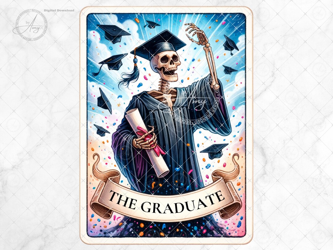 The Graduate Tarot Card PNG, Sarcastic Skeleton T-shirt Sublimation ...