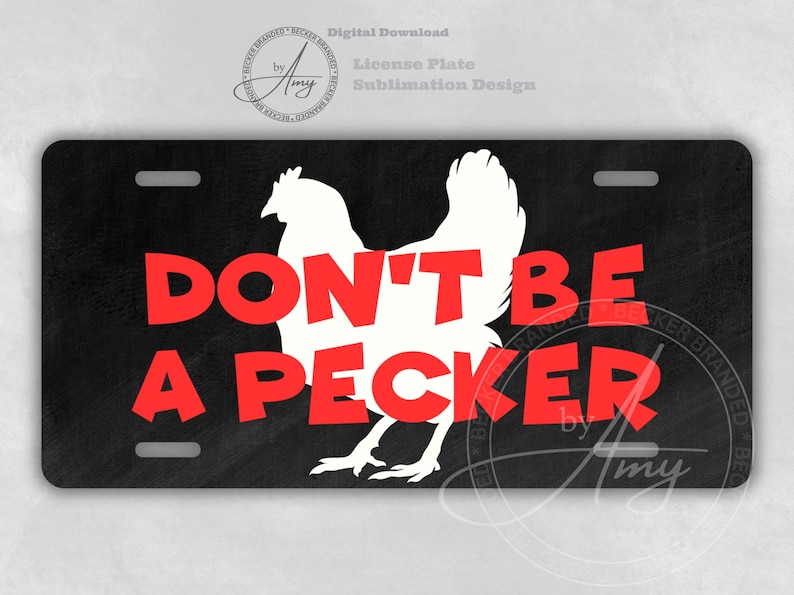 Funny Chicken License Plate Sublimation Design, Instant Digital ...