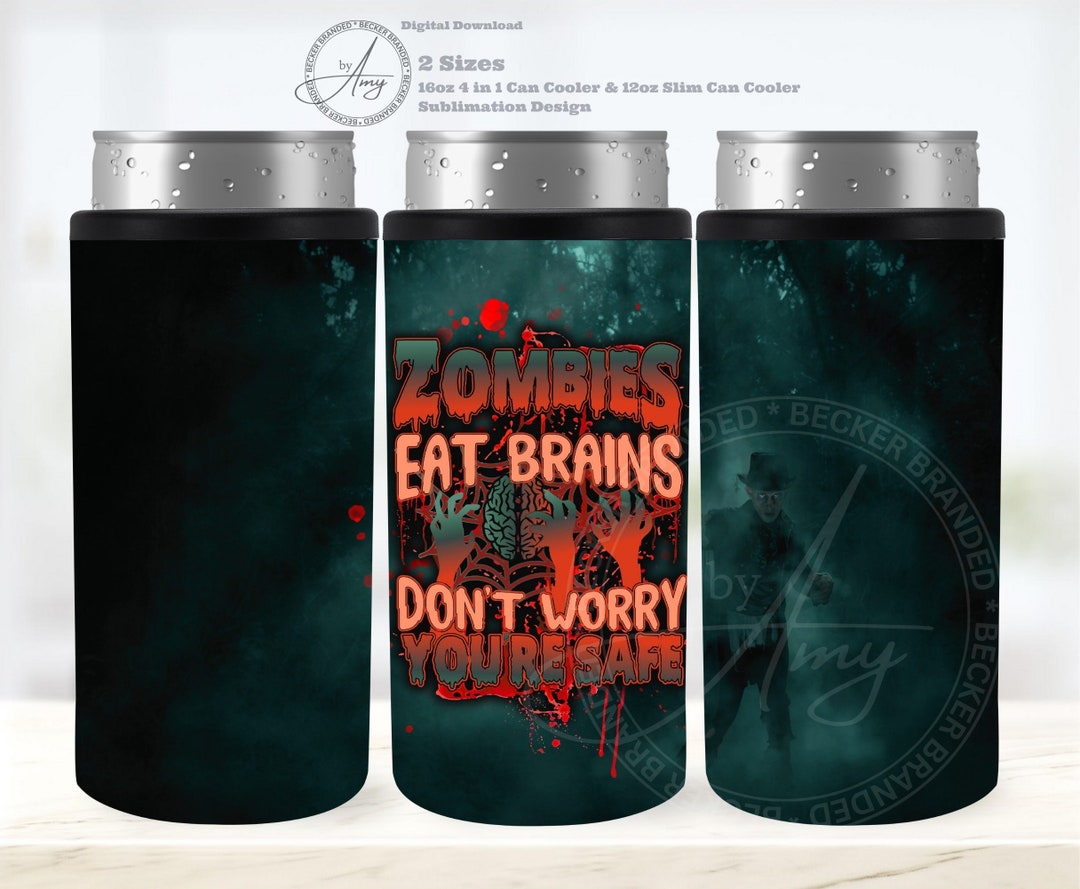 Zombies 12oz Slim Can Cooler & 4 in 1 Can Cooler Sublimation Designs ...